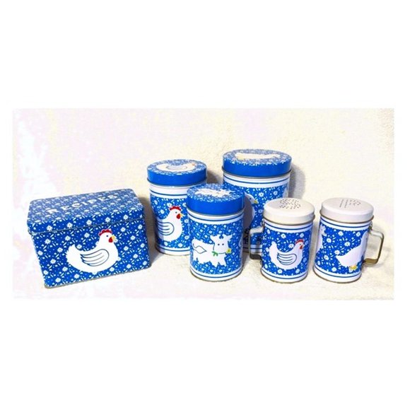 Storage & Organization | Vtg Country Kitchen Tin Set Nesting Canisters ...